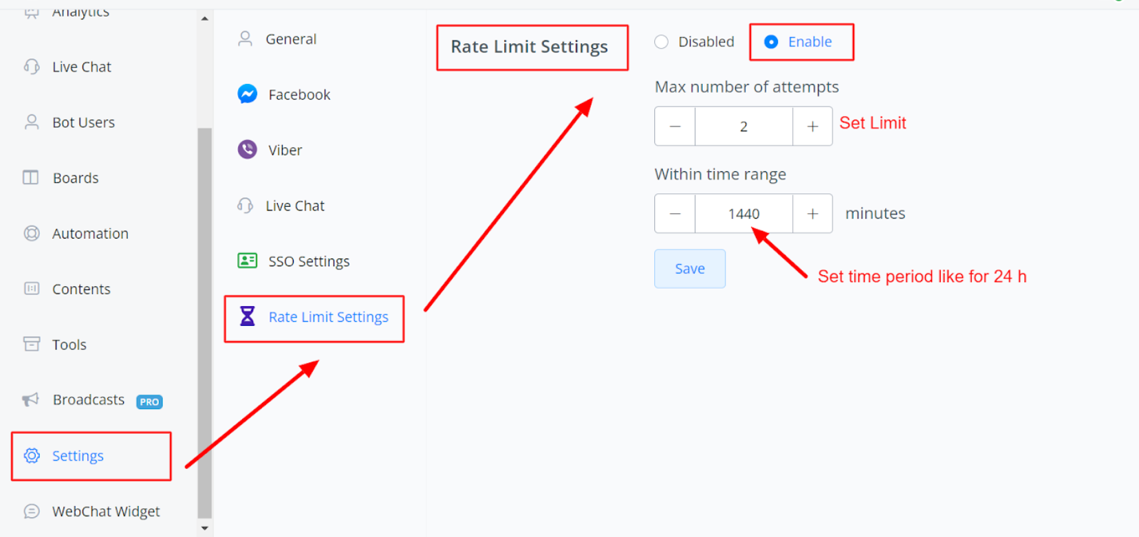 Rate limit Setting - ihakimi - Ai Automation Software for Whatsapp ...